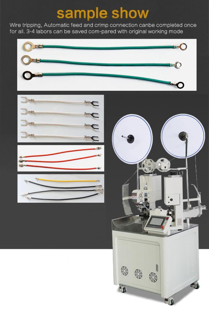 Electric Wire Cable 2 Sided Fully Automatic Crimping Machine Stripping And Cutting